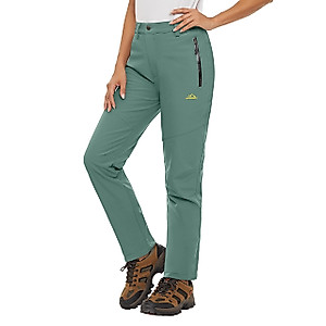 TACVASEN Womens Snow Pants Waterproof Insulated Fleece Lined Pants Ski Winter Hiking Pants Fern Green S