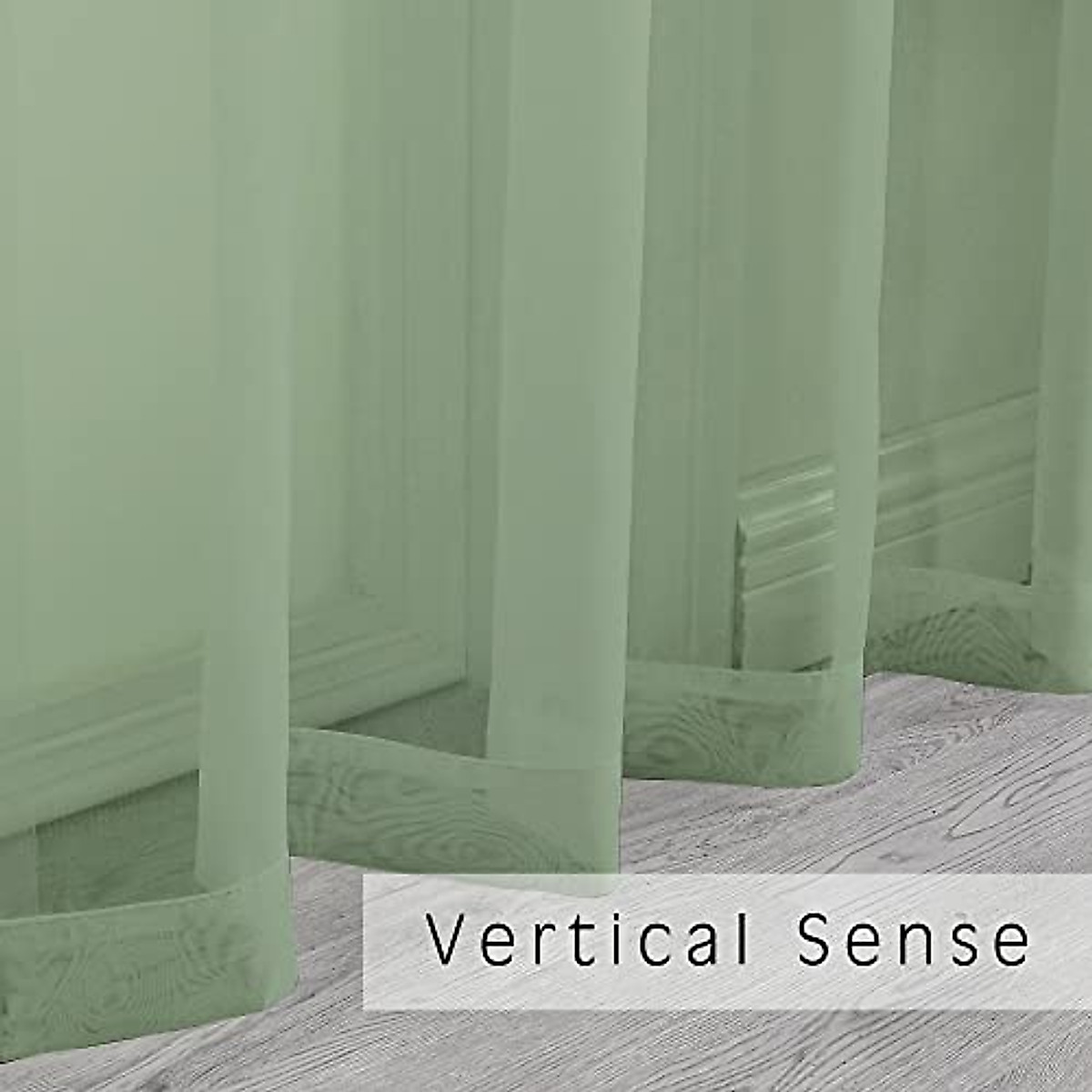 OVZME Bedroom Curtains 2 Panel Sets 84" Inch Length - Transparent Light Weight Soft Window Treatment Panels for Study Room/Living Room/Guest Room, Sage Green, Per Panel W42 X L84 inches