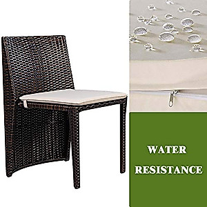 Giantex 3 PCS Cushioned Outdoor Wicker Patio Set Convention Bistro Set Garden Lawn Space Saving Conversation Set Sofa Furniture No Assembly (Brown)