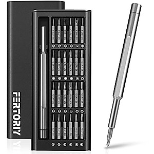 Fertoriy 24 in 1 Premium Precision Screwdriver Set, Sturdy Small Screwdriver Set with Phillips Head & Flathead, Magnetic Mini Screwdrivers Kit for Fixing Electronics, PC and Eyeglass Repairing