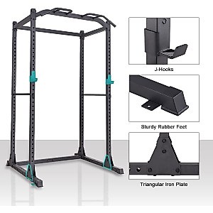 papababe Power Cage, Squat Rack 1200lb Capacity with 2 Extra J-Hooks for Strength Training