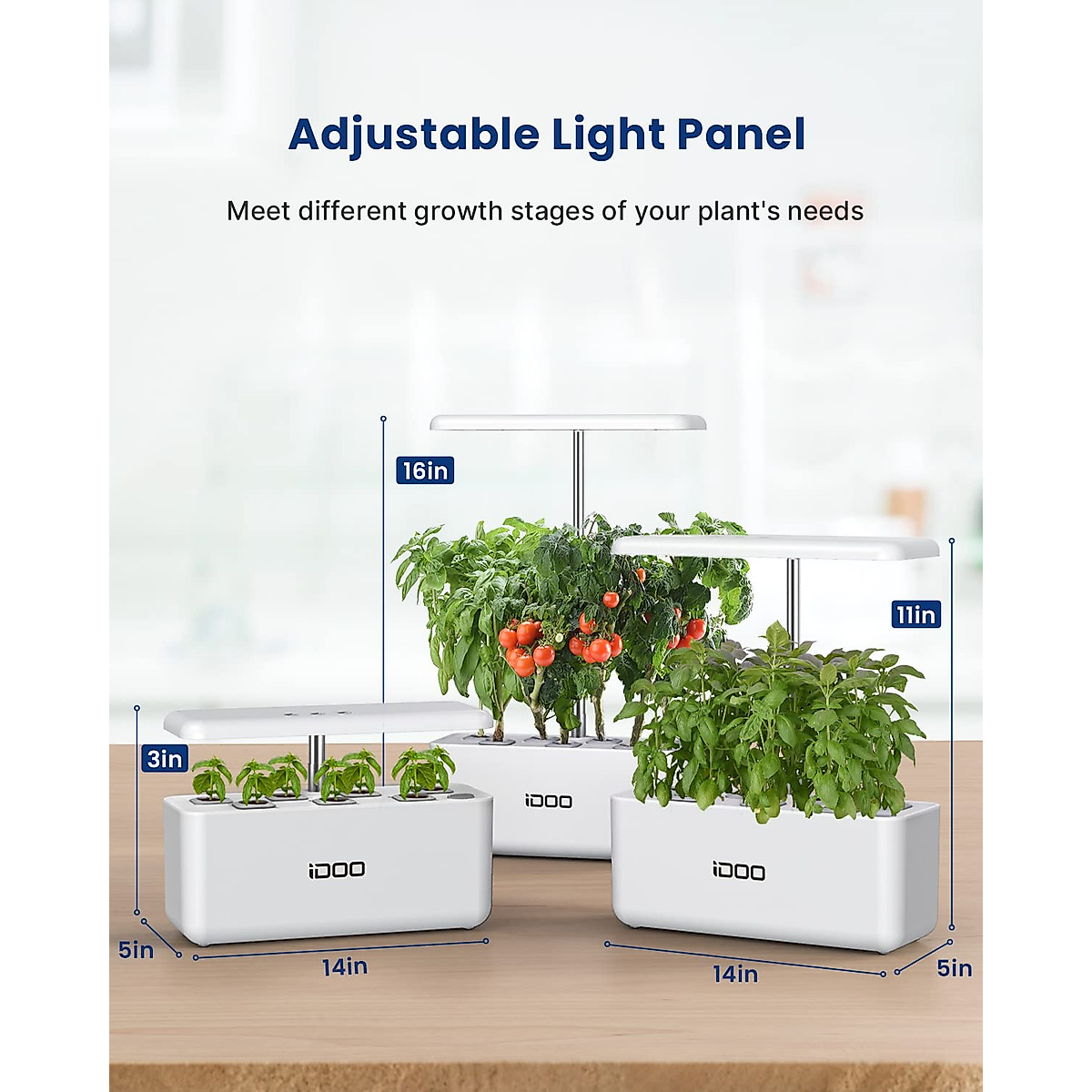 iDOO Hydroponics Growing System, Indoor Garden Starter Kit with LED Grow Light, Automatic Timer Germination Kit, Height Adjustable (7 Pods)