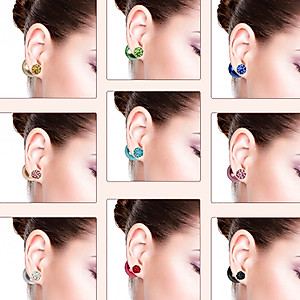AHIER 9 Pairs Bling Rhinestone Polymer Clay Studs Pearl Button Earrings, Double Ball Earring, Jewelry Piercing Ear Ring