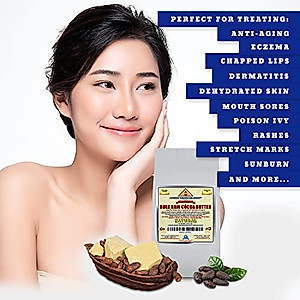 ANCIENT HEALTH REMEDIES Organic Unrefined Raw NATURAL COCOA (CACAO) BUTTER BLOCKS Bulk Size Rich Chocolate Aroma For Lip Balms Stretch Marks DIY Base for Body Butter (2Lb)