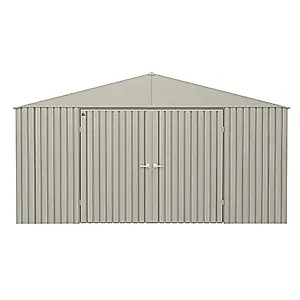 Arrow Shed Elite 14' x 16' Outdoor Lockable Gable Roof Steel Storage Shed Building, Cool Grey