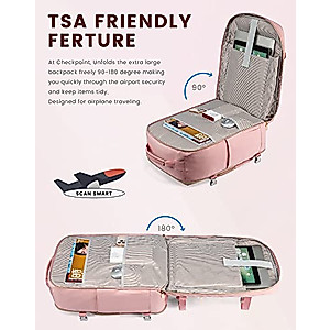 LOVEVOOK Travel Backpack Women, Carry On Backpack as Personal Item Flight Approved, TSA 17.3inch Laptop Backpack with 3 Packing Cubes College Casual Daypack for Weekender Overnight Hiking, Pink