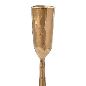 Creative Co-Op Hand-Forged Metal Candelabra, Antique Brass Finish (Holds 3 Taper Candles)