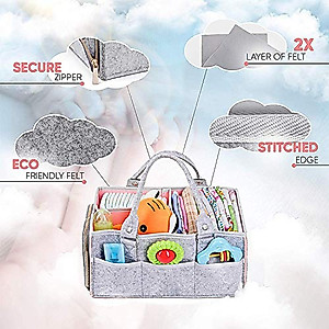 Printbeat Baby Diaper Caddy - Nursery Storage Bin and Car Organizer for Diapers and Baby Wipes and Feeding Bottles Shower Gift (Blue)