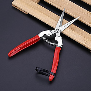 Pruner Stainless Steel,Garden Scissor, Fruit Tree Bonsai Gardening Pruning Shear Pruner Garden Snips Spring Tool(Straight)