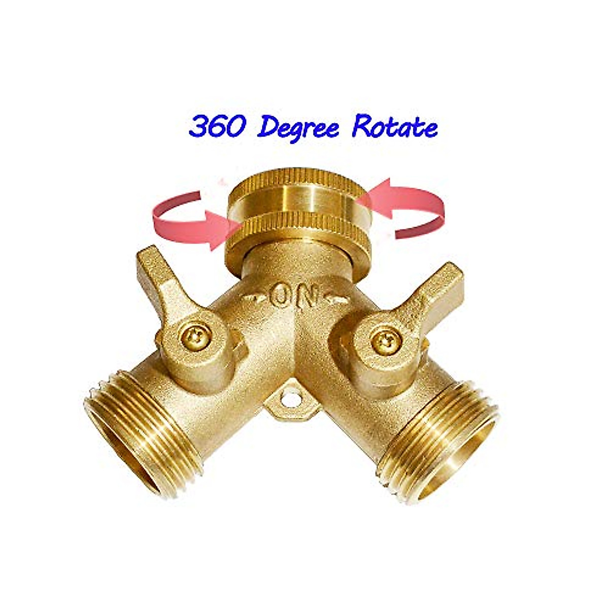 HQMPC Garden Hose Y Valve Hose Splitter Brass Hose Splitter with Solid Brass Handle Brass Y Valve Water Garden Hose Adapter 2 Way Y Valve 3/4" GHT Thread Extra 4 Presure washers (1)