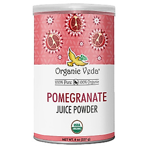 Organic Veda Pomegranate Juice Powder - Powdered Pomegranate Extract Rich in Vitamin C, Folate & Potassium - Pomegranate Concentrate For Salad, Yogurt, Ice Cream - Vegan, Non-GMO, Zero Gluten- 8oz