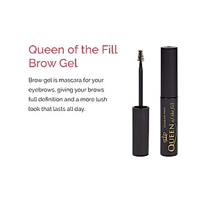 Elizabeth Mott Eyebrow Gel Makeup - Queen of the Fill Brow Tint and Filler - Brush to Fill in Eyebrows and Cover Gray Hairs, Water Resistant, Long Lasting - Cruelty Free, Dark Medium Brown, 4 g