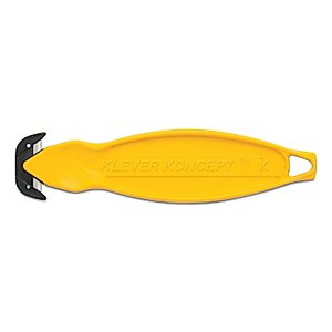 Klever Koncept Safety Cutter, 5.75" Plastic Handle, Yellow, 10/Pack