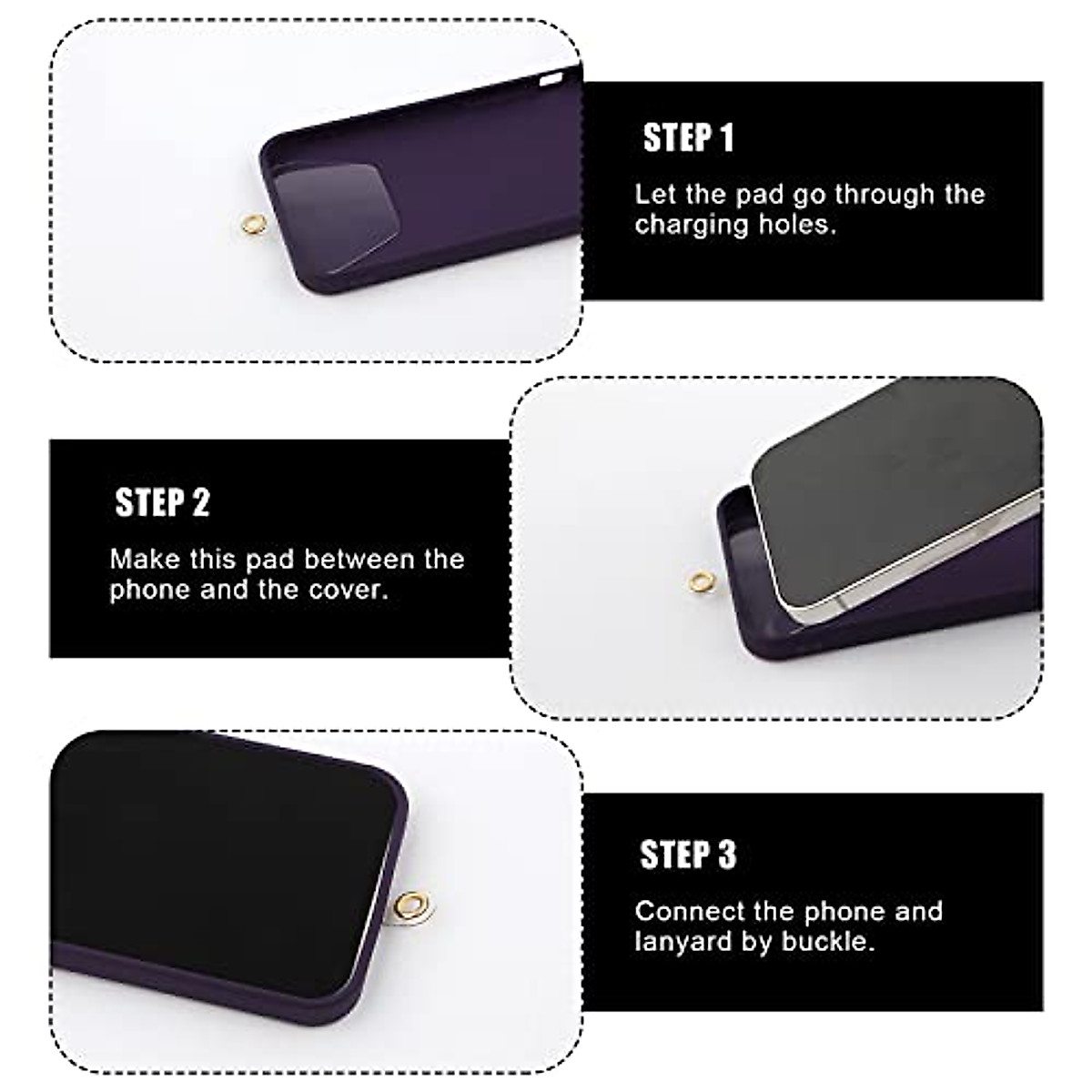 6pcs Phone Tether Tab, Clear Phone Strap Tether Tab Heavy Duty Multifuctional Cell Phone Lanyard Patch Pad for iPhone Most Smartphones, Without Adhesive (Trapezoidal)