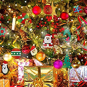 50 Pieces Christmas Tree Felt Ornament Hanging Decorations 5 Inches Mini Xmas Tree Kids Toddler DIY Felt Craft Santa Snowman Angel Reindeer Hanging Ornament for Christmas Tree Party Decorations Gifts