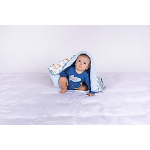 Newborn Blankets for Boys Warm Sherpa Blanket Light Blue, 30"x40" Mink Cozy Soft Baby Blankets Baby Shower Gifts - Newborn Essentials Must Haves-Machine and Dryer Safe, Baby Gifts by BAMBINO CREATIONS