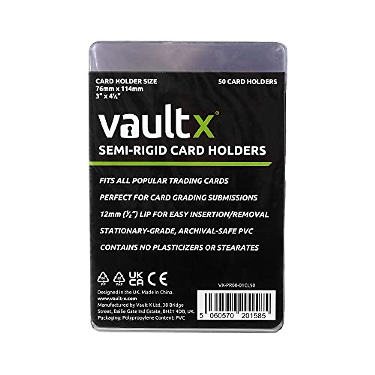 Vault X Semi-Rigid Card Holders for Trading Cards & Sports Card Grading submissions (50 Pack)