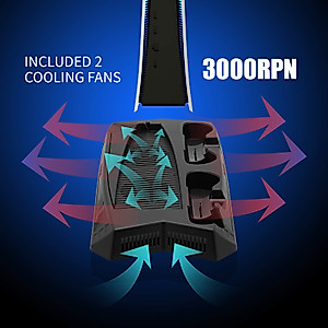 HEATFUN PS5 Cooling Fan Stand, Fast Charger for PS5 Dual Sense Controllers, PS5 Vertical Stand for PS5 Disc & Digital Editions