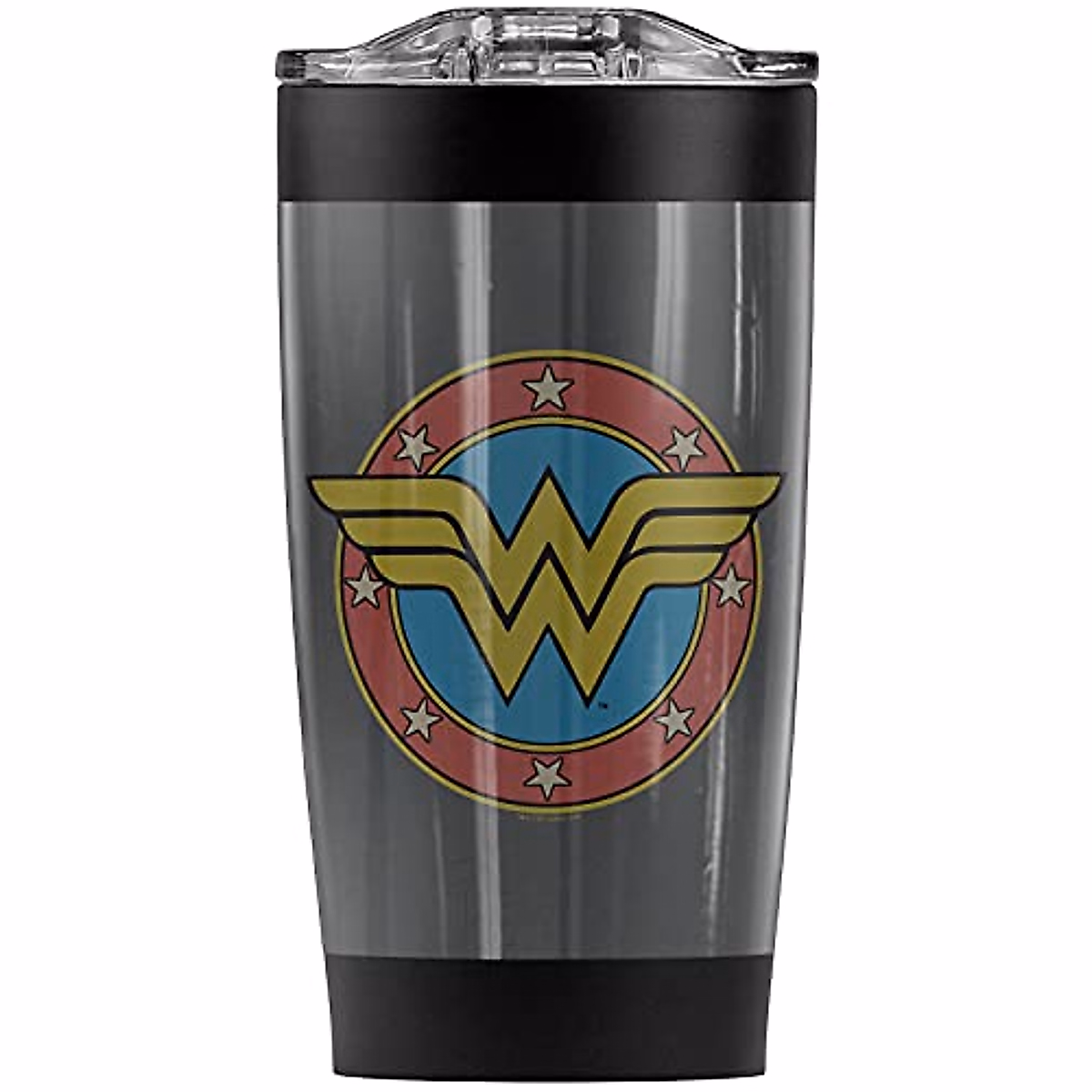 Logovision Wonder Woman Vintage Emblem Stainless Steel Tumbler 20 oz Coffee Travel Mug/Cup, Vacuum Insulated & Double Wall with Leakproof Sliding Lid | Great for Hot Drinks and Cold Beverages
