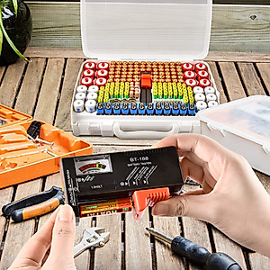 Battery Organizer Storage Holder Case with Double-Sided, Garage Box with Tester Checker. Batteries Container for 269pcs AA AAA AAAA 3A 4A 9V C D Lithium 4LR44 CR2 CR123A CR1632 CR2032 18650 - White