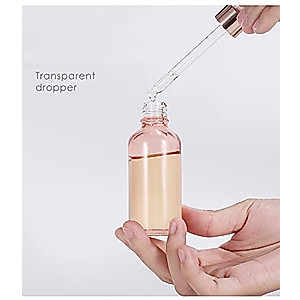 Lokusel 4 Pack Glass Dropper Bottles,10ml/15ml/30ml/50ml/100ml Essential Oil Bottles Dropping Bottles With Rose gold Lids Perfume Empty Travel Sample Vials Essence Liquid Cosmetic Containers(15ml)