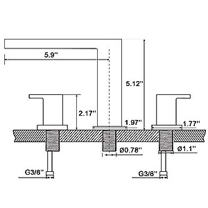 Ufaucet Modern Commercial 2 Handle 3 Hole Widespread Matte Black Waterfall Bathroom Faucet,8 inch Bathroom Vanity Sink Faucet with with Hoses and Pop Up Drain