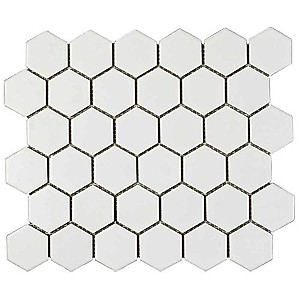 White 2" Hexagon Porcelain Mosaic Floor and Wall Backsplash Kitchen Bath