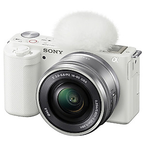 Sony ZV-E10 Mirrorless Camera with 16-50mm Lens, 128GB ExtreemSpeed Memory,Microphone, 120LED Video Light, Tripod, Filters, Spare Battery & Charger, Editing Software Kit -Deluxe Bundle (White)