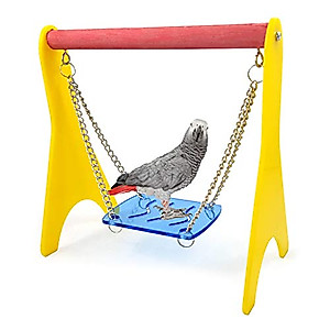 Lanema Bird Swing Baby Chick Toy Acrylic Swing Toy with Hanging Chain Perch Cage for Parrot