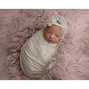 giggle angel Newborn Baby Photography Props Baby Photo Wrap Blanket for Baby Girl Pearl Decor Wrap Set with Headband