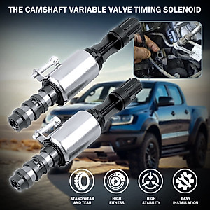 Dade 2 Set VCT Camshaft Timing Control Solenoid Valve Set Compatible with Ford 3V 5.4L 4.6L F150 F250 F350 LINCOLN MERCURY (6 PCS) 2 Solenoids + 2 Seals + 2 Screws