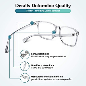 OIAMIK Blue Light Blocking Glasses: Computer Reading TV Phones Gaming Glasses Anti Eyestrain Blue Light Glasses for Woman/Men Anti UV Glare Eyeglasses (Gray)
