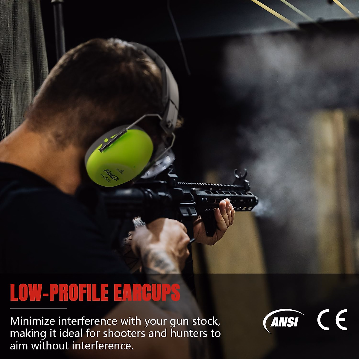 HEARMOR Safety Ear Protection Ear Muffs, Noise Cancelling Earmuffs for Tactical, Shooting Gun Range and Hunting, Fluorescent Green
