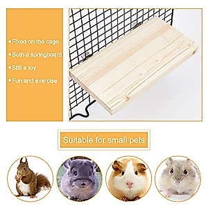 AHANDMAKER Pet Perch Platform Stand Wood, 2 Pcs Square Shelf Stand Board for Small Animals Parrot Gerbil Rat Mouse Chinchilla Hamster Cage Accessories Exercise Toys