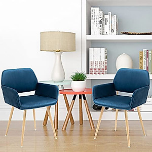 HomVent Velvet Makeup Desk Chair Vanity Chair,Modern Home Office Chair with Arms and Wood Painting Metal Leg for Bedroom Living Room Vanity Dining Room