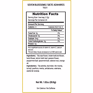 Tadin Seven Blossoms Herbal Tea, Caffeine Free, 24 Tea Bags Per Box, Pack of 6 Boxes Total