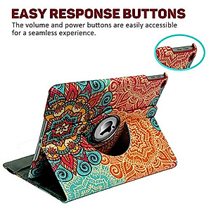 iPad Case Fit 2018/2017 iPad 9.7 6th/5th Generation - 360 Degree Rotating iPad Air Case Cover with Auto Wake/Sleep Compatible with Apple iPad 9.7 Inch 2018/2017 (Red Mandala)