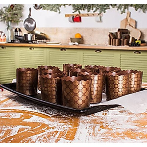 5.1oz Mini Easter Bread Paper Mold Paska |25 pcs| Kulich Mold Easter Bread Forms Panettone Paper Mold - Standard Panettone Paper Bread Baking Molds - Brown Design W 2.75 x H 3.35-In