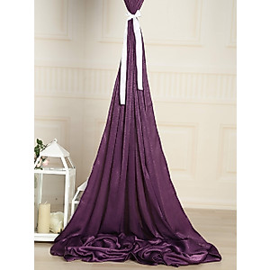 SHERWAY 9.6 Feet x 10 Feet Purple Silky Soft Curtain Wedding Backdrop Drapes, Slightly Shiny Satiny Window Curtains for Party Ceremony Decoration
