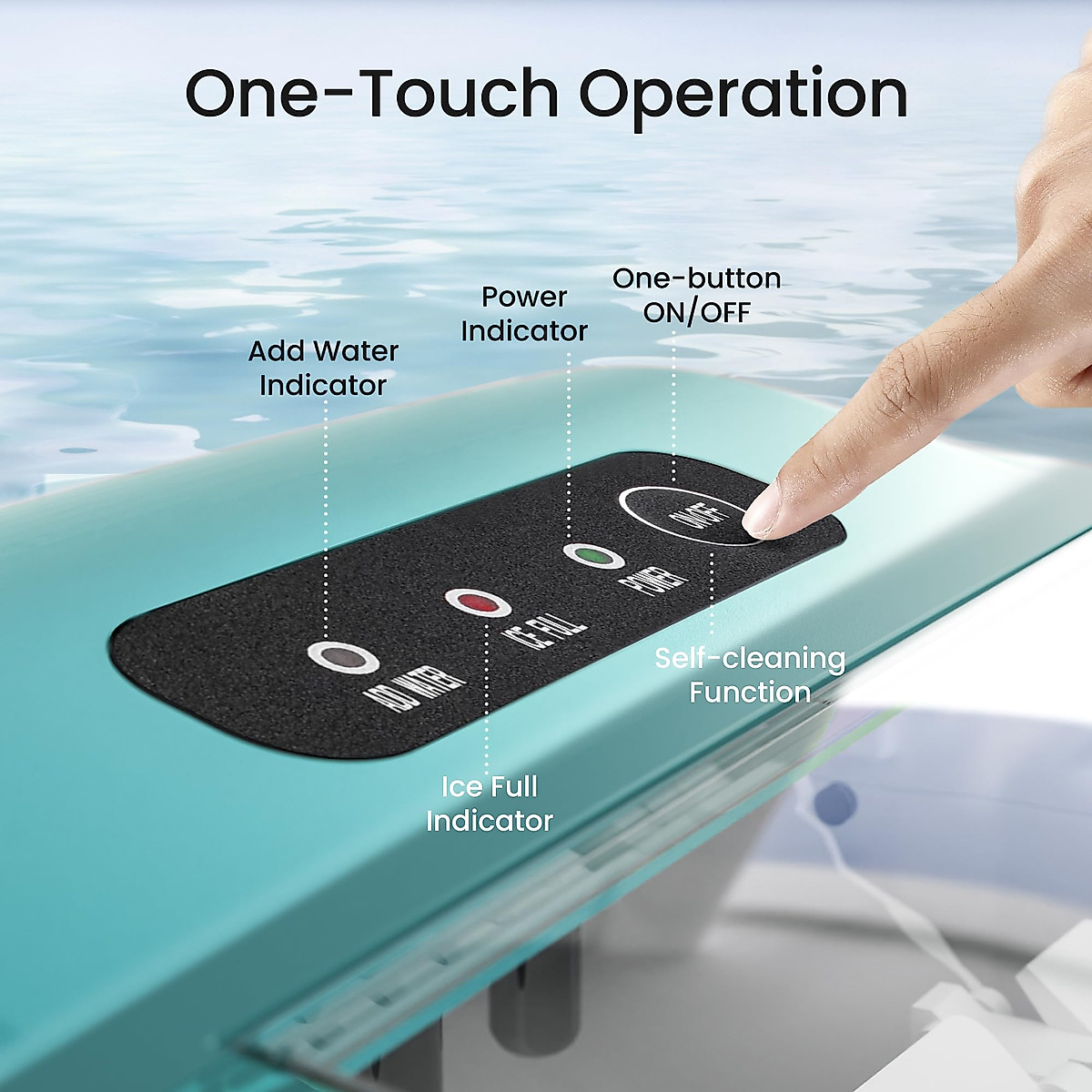 AGLUCKY Ice Makers Countertop,Portable Ice Maker Machine with Handle,Self-Cleaning Ice Maker, 26Lbs/24H, 9 Ice Cubes Ready in 8 Mins, for Home/Office/Kitchen (Green)