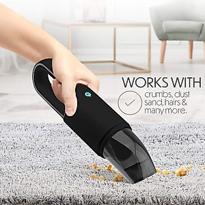 STARUMENT Portable Hand Vacuum Cleaner Handheld Cordless Cleaner for Dust Pet Hair Dirt Home, Car Interior, Lightweight, Easy to Use, Compact Design Battery Rechargeable with USB-C Cable - Black