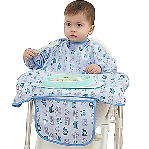 PandaEar Baby Weaning bib Feeding Coveralls Straps | Highchair Booster Seat| Boy Girl Toddler Kids (Neutral)