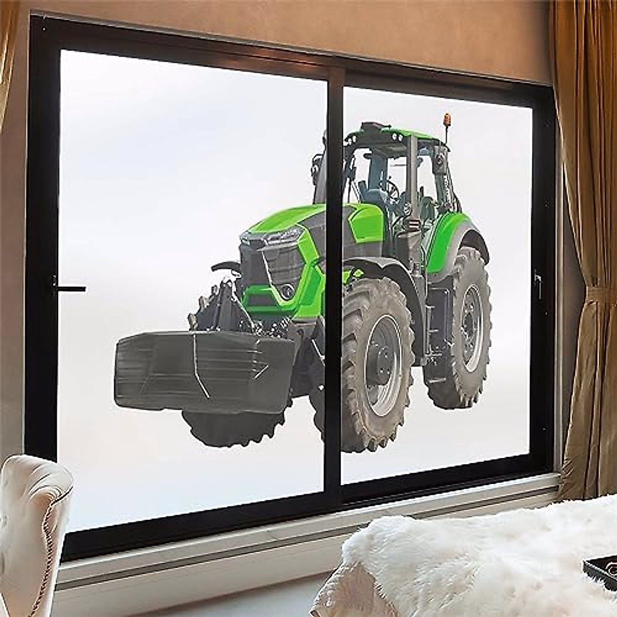 Green Grey Window Film Privacy Window Film Frosted Glass Film No Glue Static Cling Glass Film Window Sticker for Bathroom Bedroom Living Room Cars Giant Pickup Glass Films 27.6Wx47.2L-inch x2 Pcs