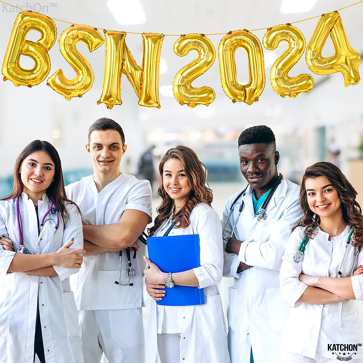 KatchOn, Gold BSN Balloons Letters 2024-16 Inch, Congrats Nurse Banner | Nursing Graduation Party Supplies 2024 | BSN Nurse Balloons 2024 for BSN Graduation Decoration | Nurse Graduation Decorations