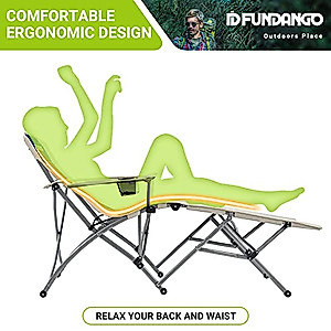 FUNDANGO Outdoor Lounge Reclining Camping Chair, Oversized, Blue/Beige