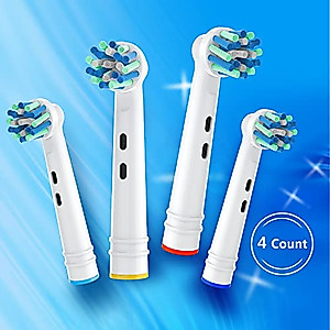 Replacement Toothbrush Heads Compatible with Braun Oral-B Electric Toothbrushes, 4pcs, Round Head Fits for CrossAction, Accessories for Vitality Plus
