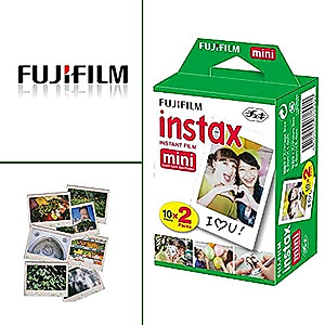 Fujifilm Instax Mini 11 Instant Camera - Charcoal Grey (16654786) + Fujifilm Instax Mini Twin Pack Instant Film (16437396) + Single Pack Rainbow Film + Case + Travel Stickers