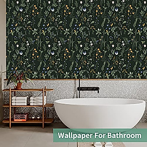Cismmy Floral Removable Peel-and-Stick Wallpaper - Vintage Boho Design for Bedrooms, Bathrooms, Cabinets - Renter-Friendly, Easy Install, 118" x 17.7"