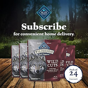 Blue Buffalo Wilderness Trail Toppers Wild Cuts Natural High-Protein Dog Wet Food, Salmon Bites in Hearty Gravy, 3-oz Pouch, 24 Count