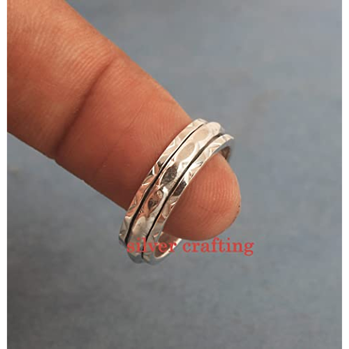 Spinner Texture Spin Band Spinning Meditation Ring 925 Sterling Silver Anxiety Boho Ring Silver Jewelry Gift (7.5)